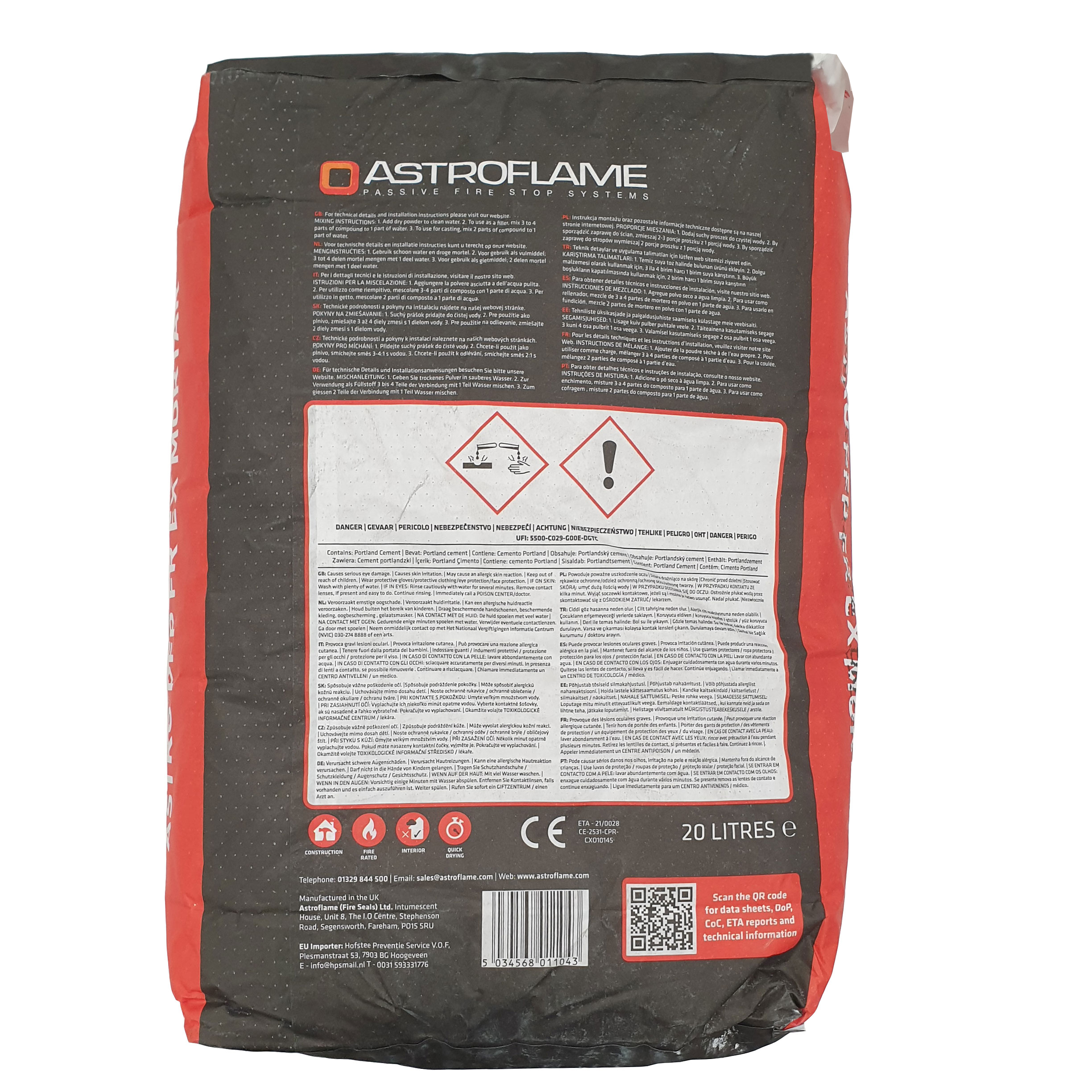 PFP FR EX Mortar - 20 L | Fire Rated Mortar | Buy @ Intumescent.com